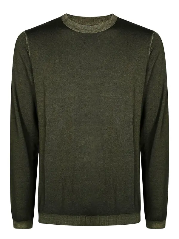 SUN 68 Vintage Effect Crewneck Sweater - Verde