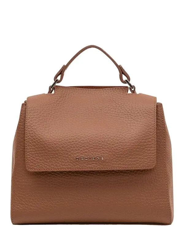 Orciani Mini Soft Handbag With Artistic Design - Cocoa