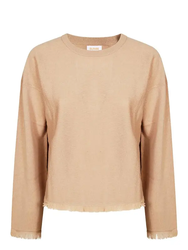 SUN 68 Fringe Knit Sweater For Fall/winter 2025 - Beige