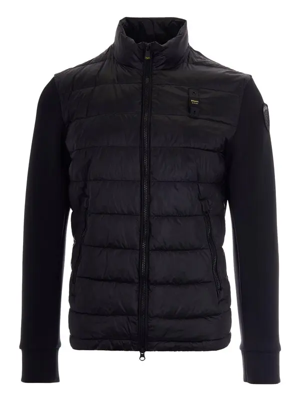 BLAUER. Hybrid Quilted Puffer Jacket With Stand Collar - Nero