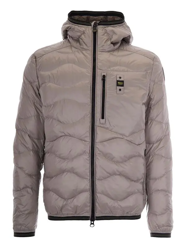 BLAUER. Hooded Quilted Puffer Jacket - Grigio Nebbia