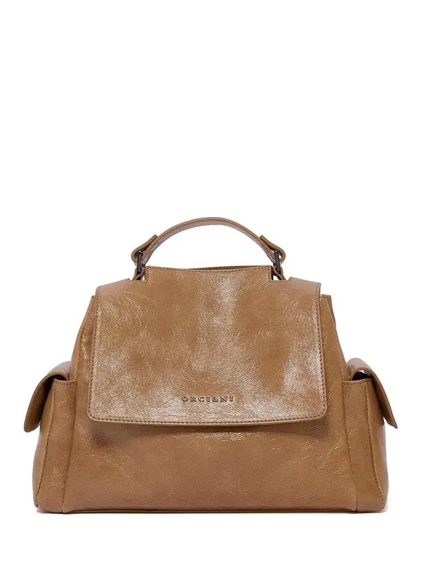 Orciani Sveva Stark Leather Handbag With Strap - Marrone