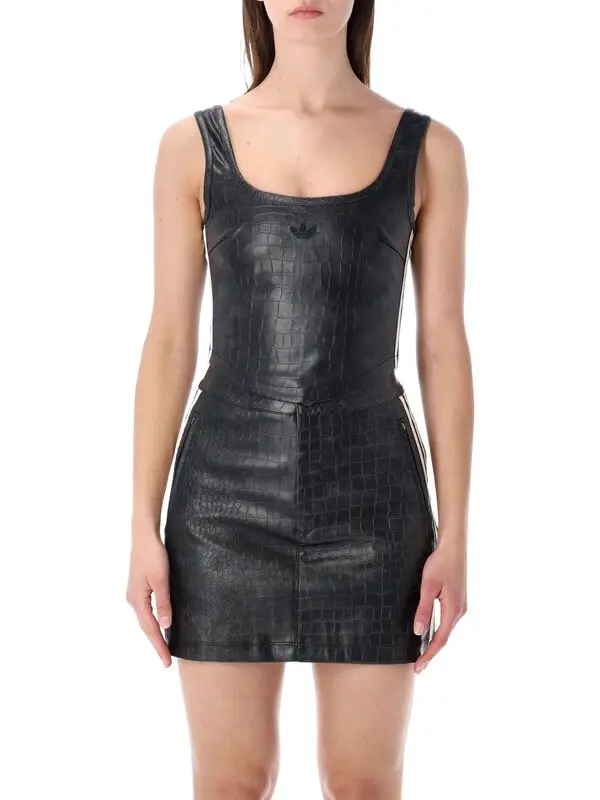 ADIDAS ORIGINALS Fitted Faux Leather Corset Top Size - Black