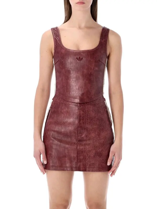 ADIDAS ORIGINALS Fitted Faux Leather Corset Top Size - Maroon