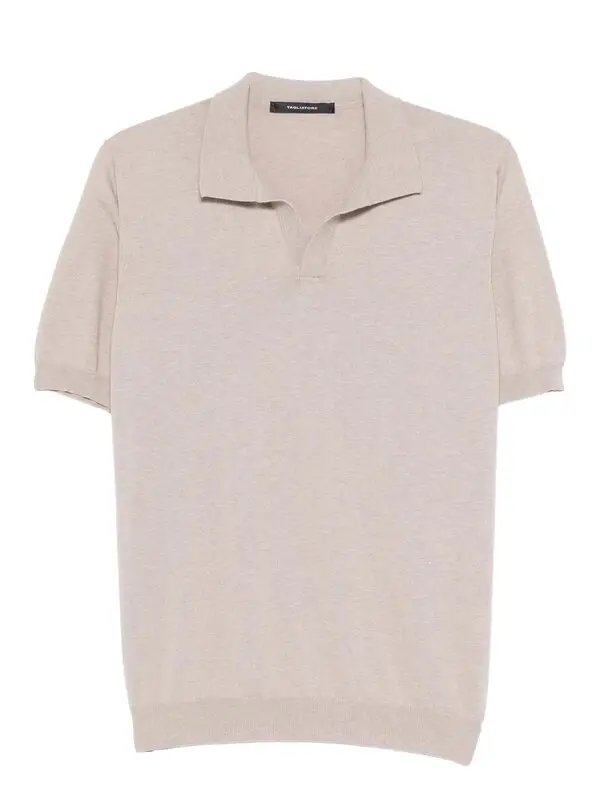 Tagliatore Short Sleeve Split Neck Polo Size - Beige