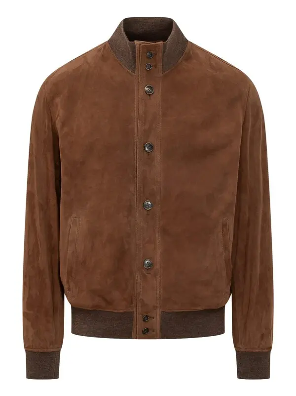 RENZO CENCI Bomber Jacket With Neck Feature - Chestnut