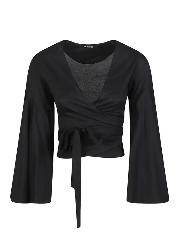 Jacquemus Cotton Balloon Top With Flared Sleeves - Black