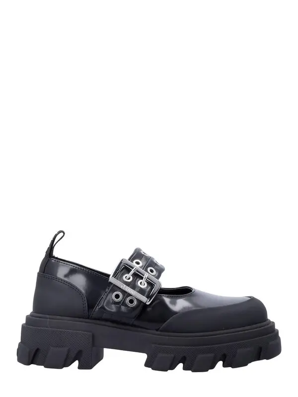 GANNI Oleatex Cleated Ballerina Mary Janes - Black