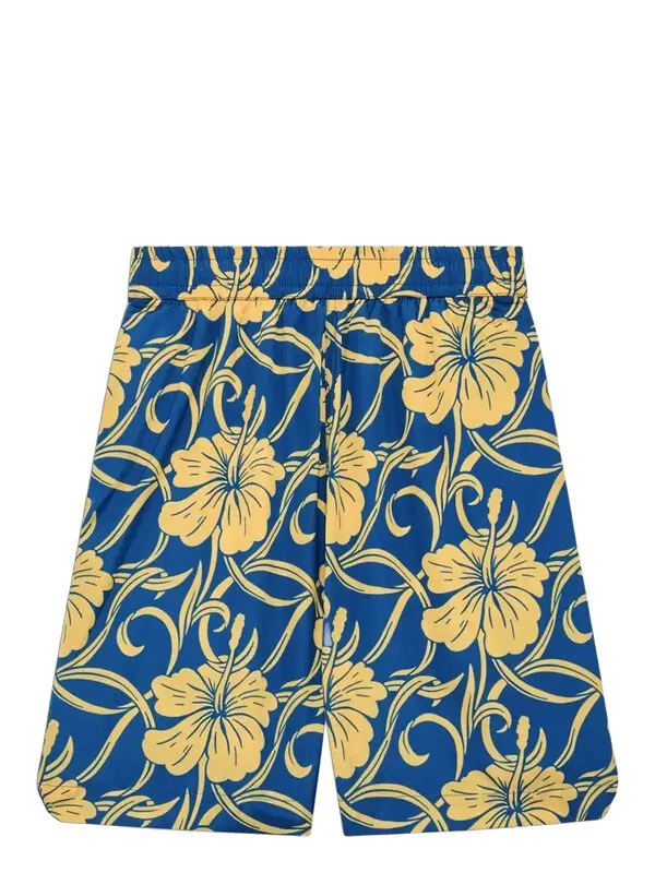 Drole De Monsieur All-over Hibiscus Print Swim Shorts - Blue