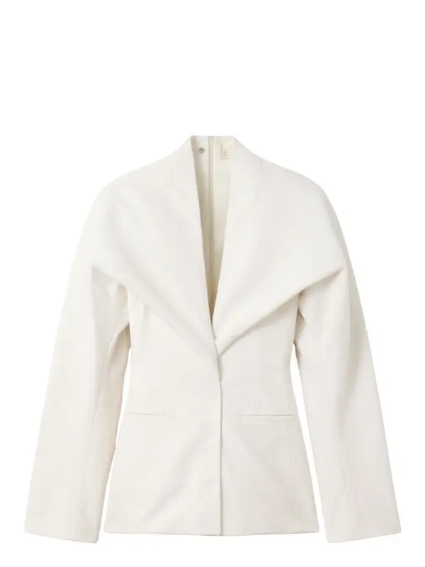 Jacquemus Fitted Wool Jacket With Sculpted Shawl Collar - White