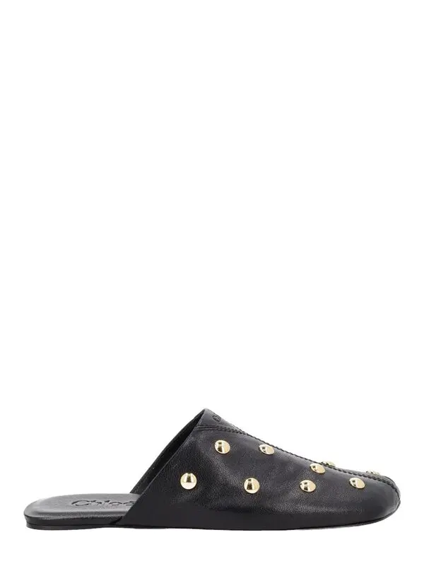 Chloé Susanna Buckle-detailed Studded Flat Pumps - Black