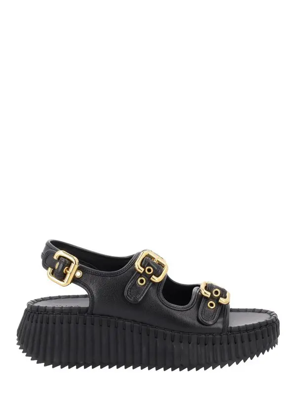 Chloé Buckled Platform Sandals - Black