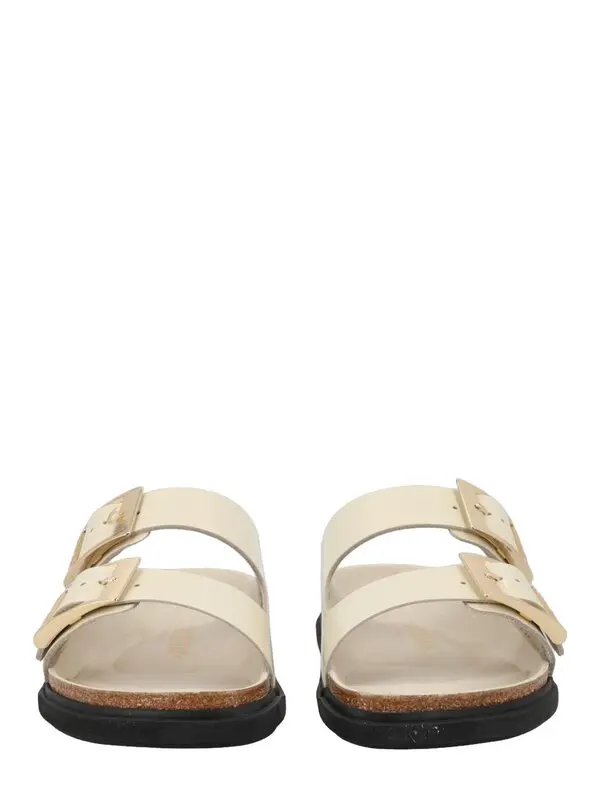 BIRKENSTOCK Classic Buckle Leather Sandals - Beige