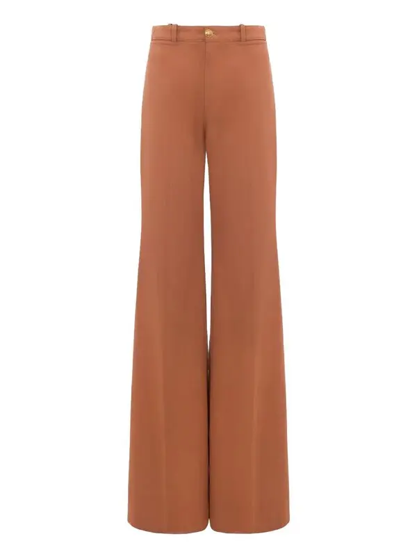 Chloé High-rise Cotton Canvas Flared Pants - Brown