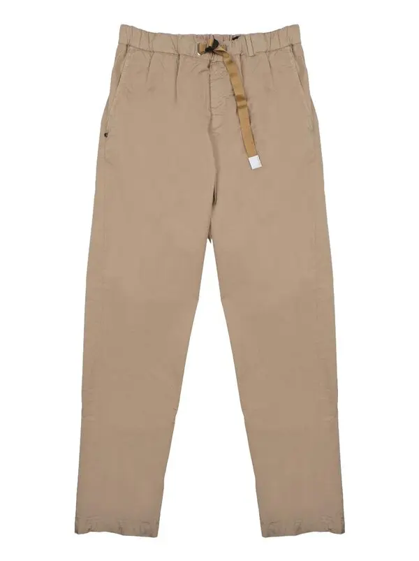 WHITE SAND Cotton Belted Trousers - Beige