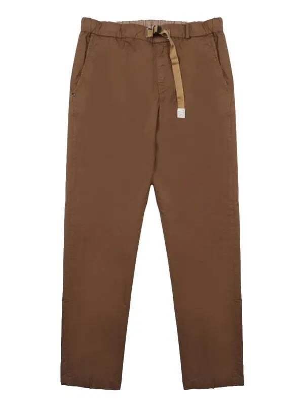 WHITE SAND Belted Cotton-blend Trousers - Brown