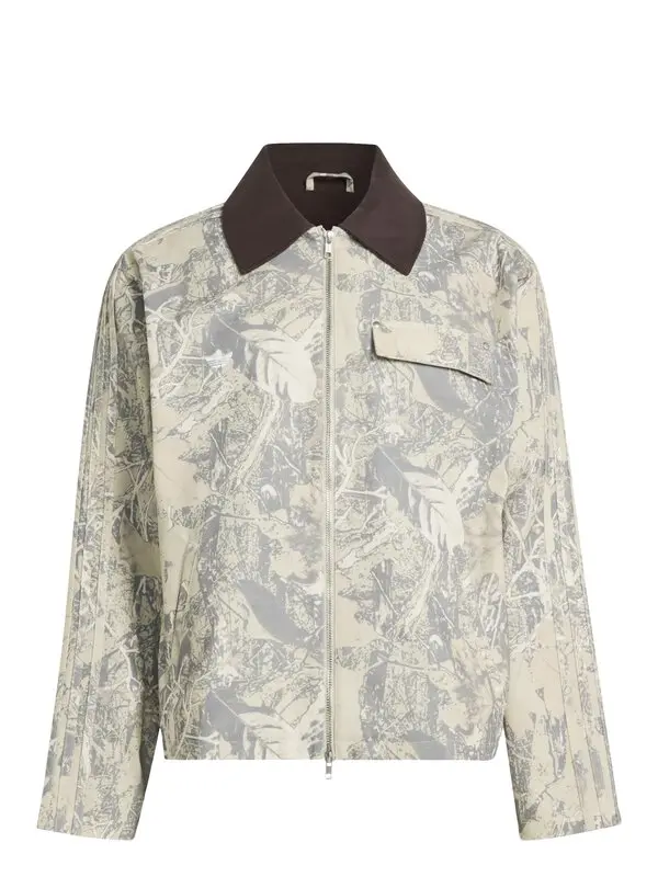 Adidas Camouflage Print Cotton Jacket With Zip-up Closure - Grey