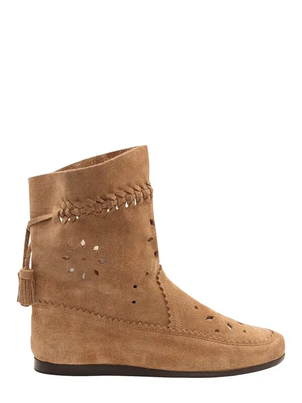 Isabel Marant Étoile Mini Ankle Boots With Cut Out And Tassel Detailing - Taupe