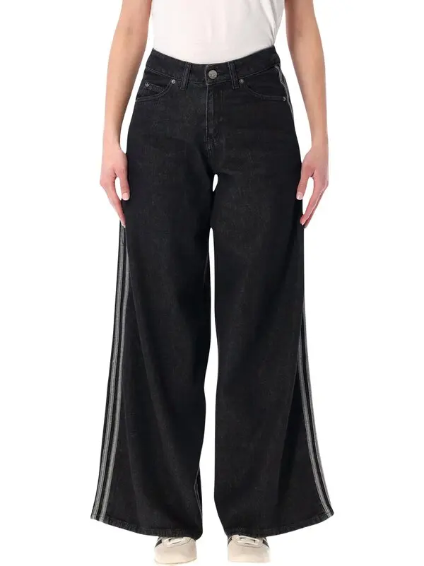 ADIDAS ORIGINALS Wide-leg Jeans With Side Stripes - Black