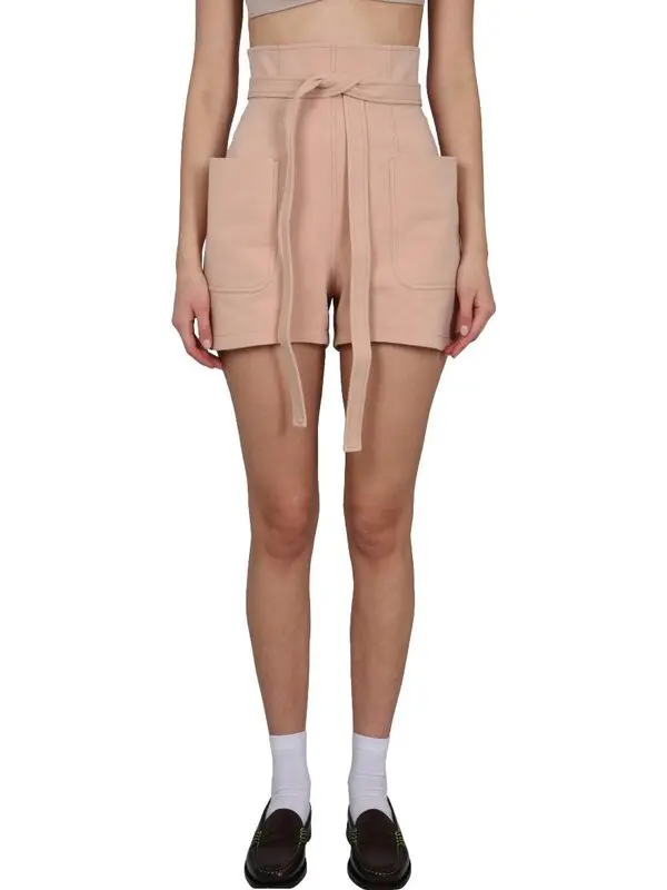 Philosophy Di Lorenzo Serafini Belted High-waisted Shorts - Pink