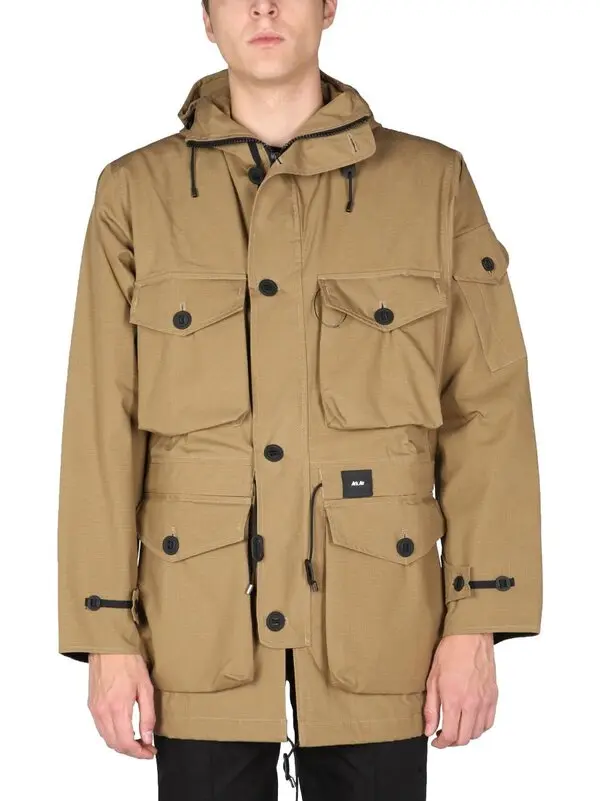 ARKAIR Hooded High Neck Sports Jacket - Brown