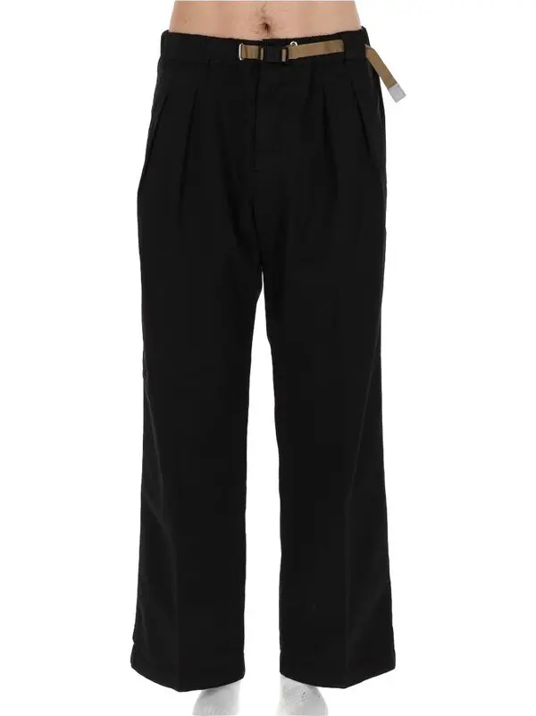 WHITE SAND Belted Tailored Trousers - Black