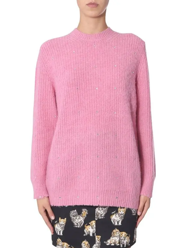 MSGM Embellished Crew Neck Sweater - Pink