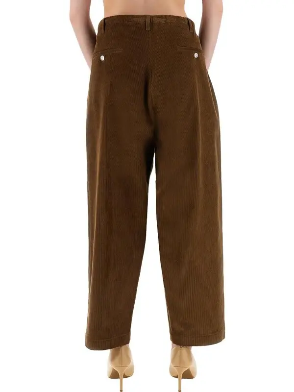 Moschino Drawstring Corduroy Wide Leg Trousers - Brown