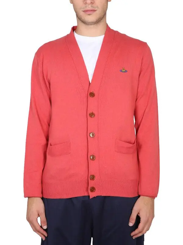 VIVIENNE WESTWOOD Embroidered V-neck Cardigan - Red