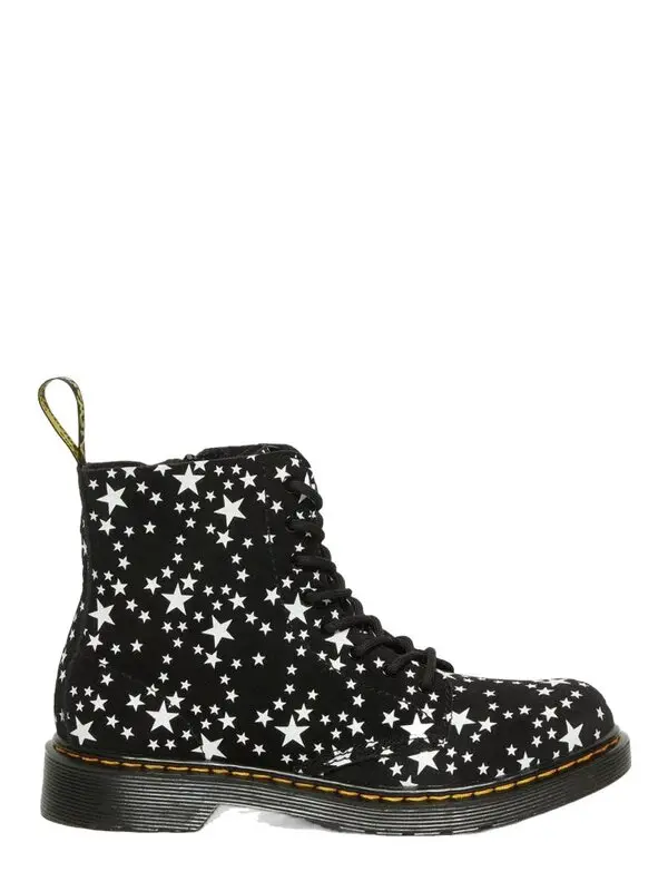 Dr. Martens Youth Lace-up Star Print Boots - Black