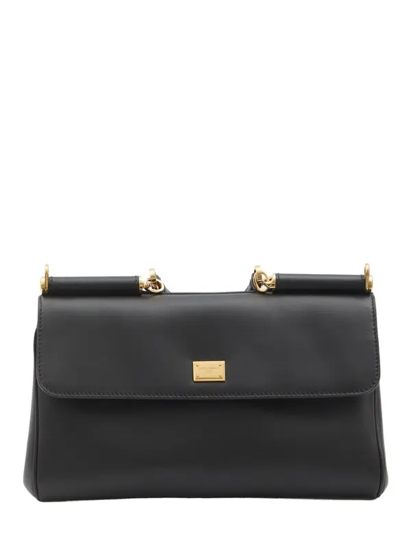 Dolce & Gabbana Medium Sicily Handbag In Plongé Calfskin - Black