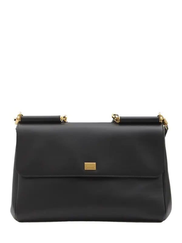 Dolce & Gabbana Maxi My Sicily Handbag In Plongé Calfskin - Black