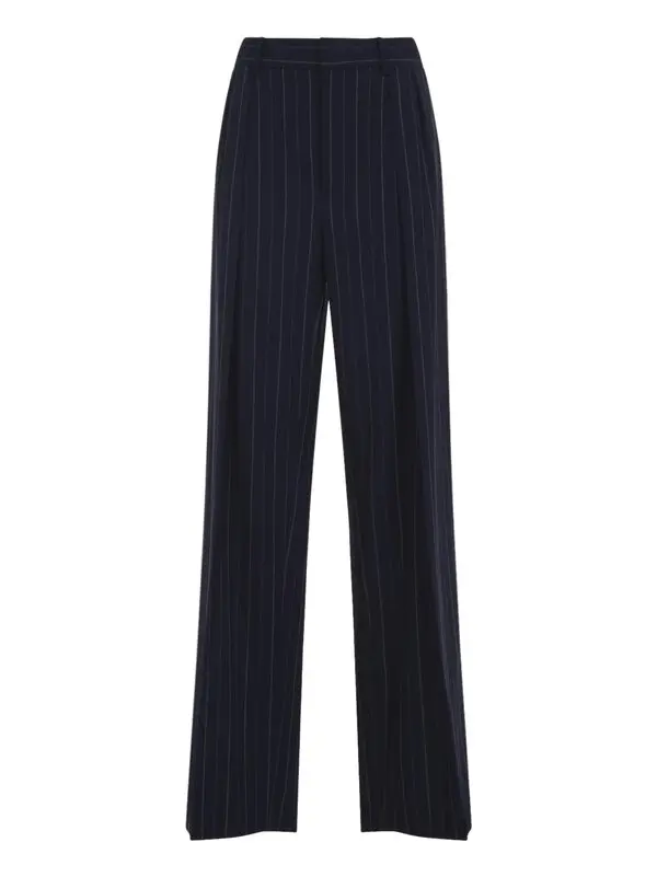 Ralph Lauren Jody Pleated Pinstripe Wool Pants - Blue