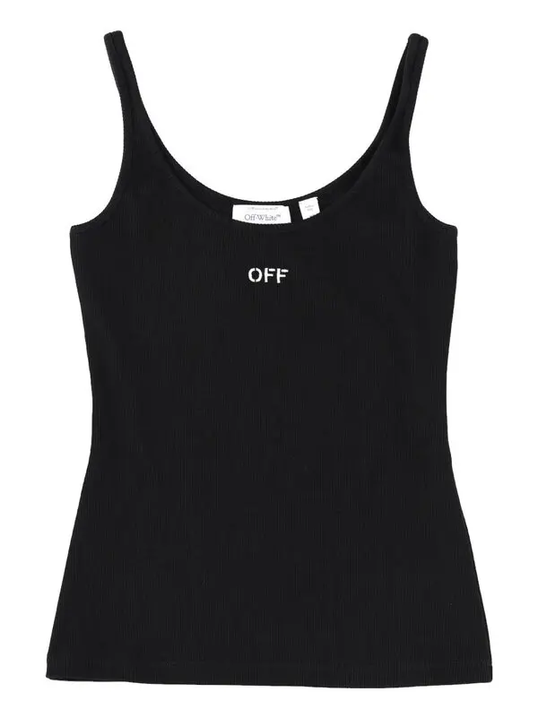 Off-White Ribbed Logo Tank Top - Black