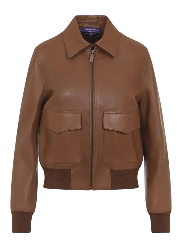 Ralph Lauren Sullivan Leather Bomber Jacket - Brown