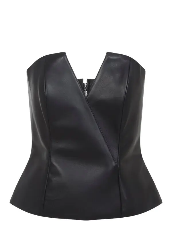 Ralph Lauren Lambskin Leather Bustier - Black