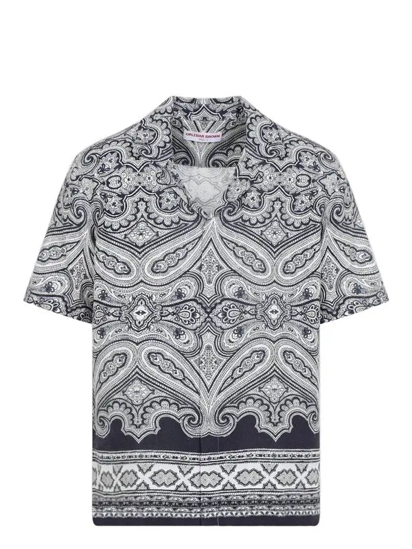 Orlebar Brown Maitan Linen Short Sleeve Shirt - Blue