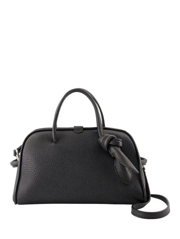 Jacquemus Mini Leather Handbag With Tie Detail - Black