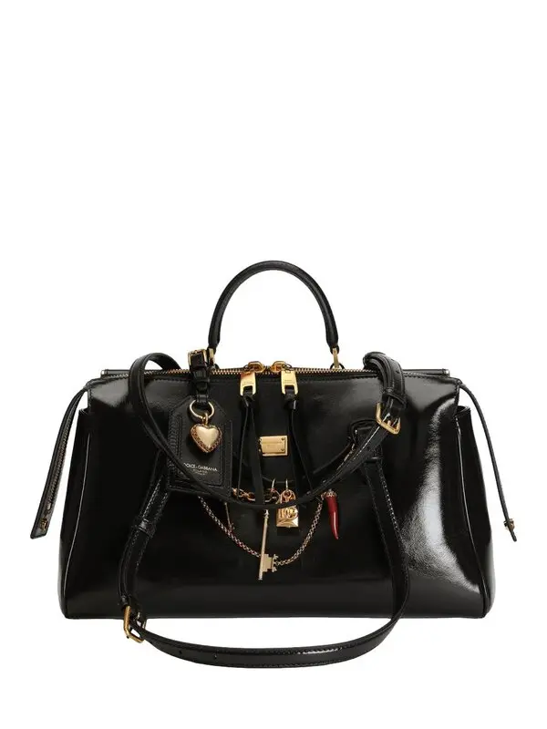 Dolce & Gabbana Vittoria Calfskin Handbag - Black
