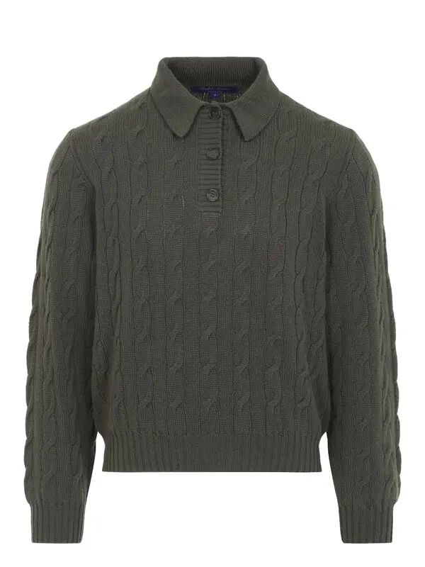Ralph Lauren Cashmere Cable Knit Polo - Green
