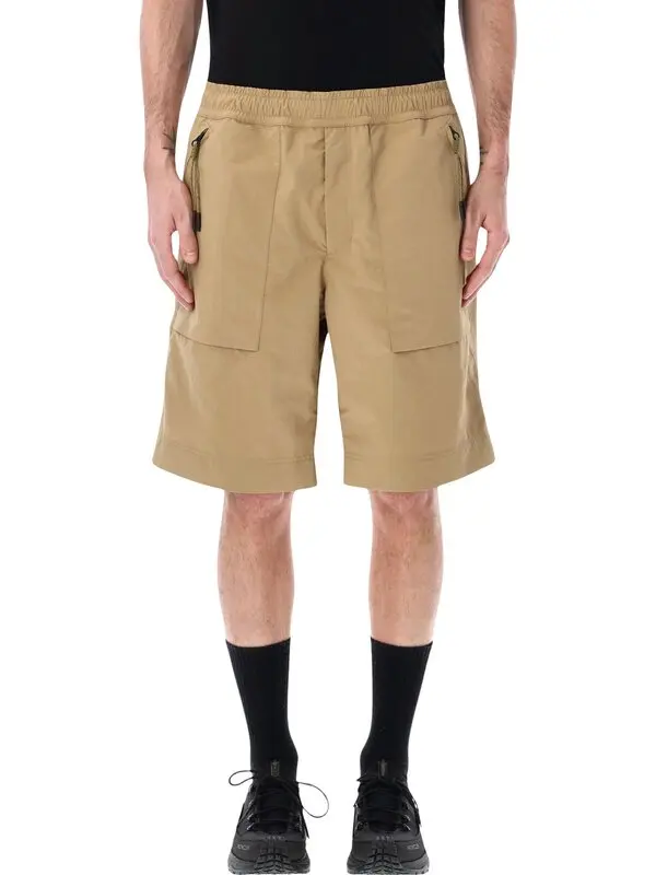 Moncler Technical Froissé Bermuda Shorts - Beige