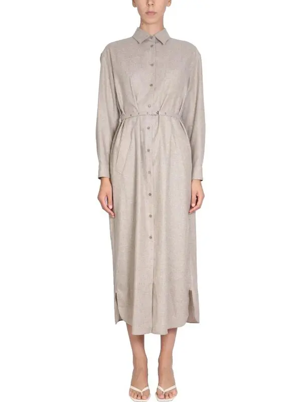 Aspesi Belted Shirt Dress - Beige