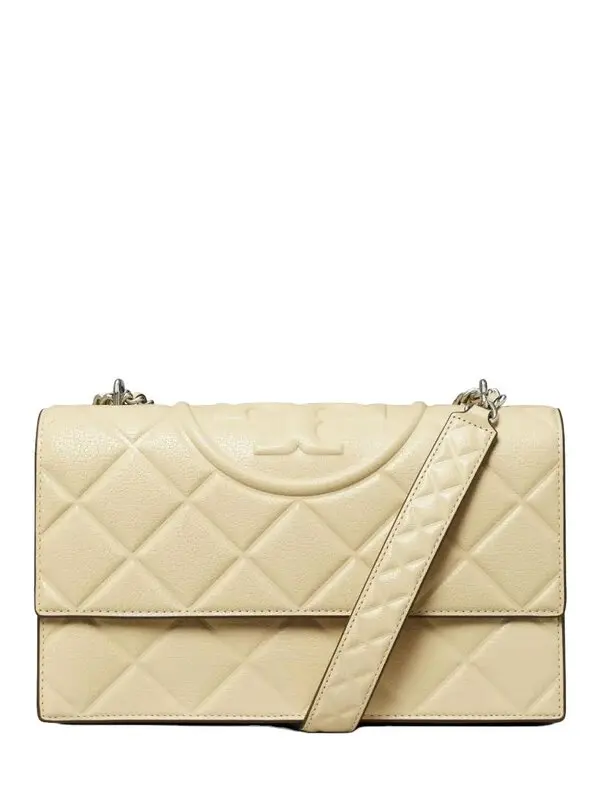Tory Burch Fleming Quilted Leather Shoulder Bag - Beige