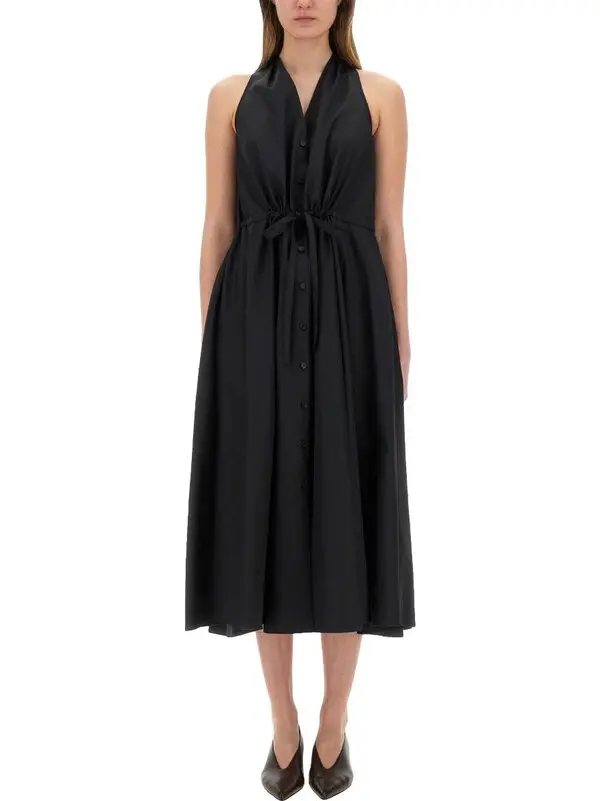 Aspesi Halter Neck Poplin Dress - Black