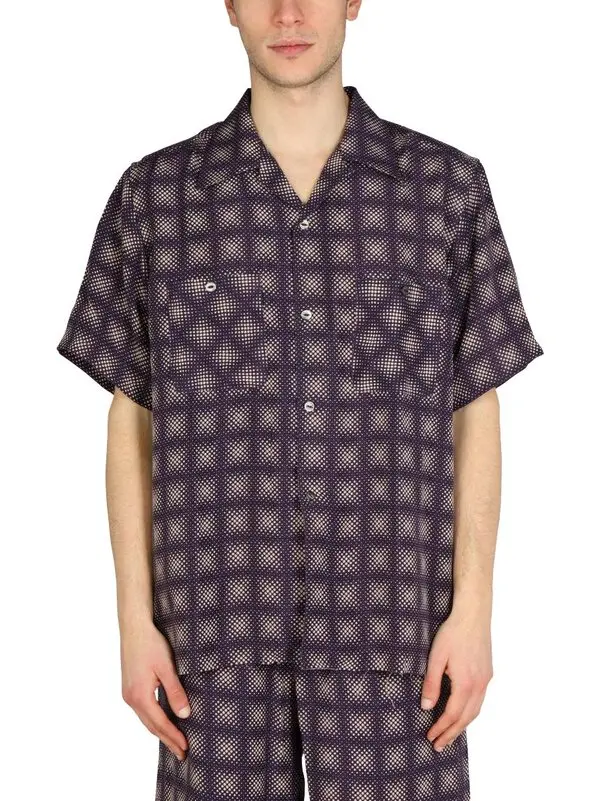 Needles Bowling Collar Mini Check Print Shirt - Multicolour