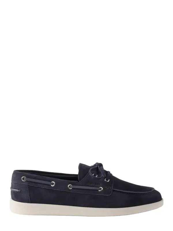 Prada Suede Moc Toe Boat Shoes - Bleu