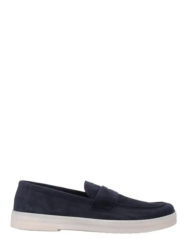 Prada Navy Suede Loafers With Contrasting Sole - Bleu