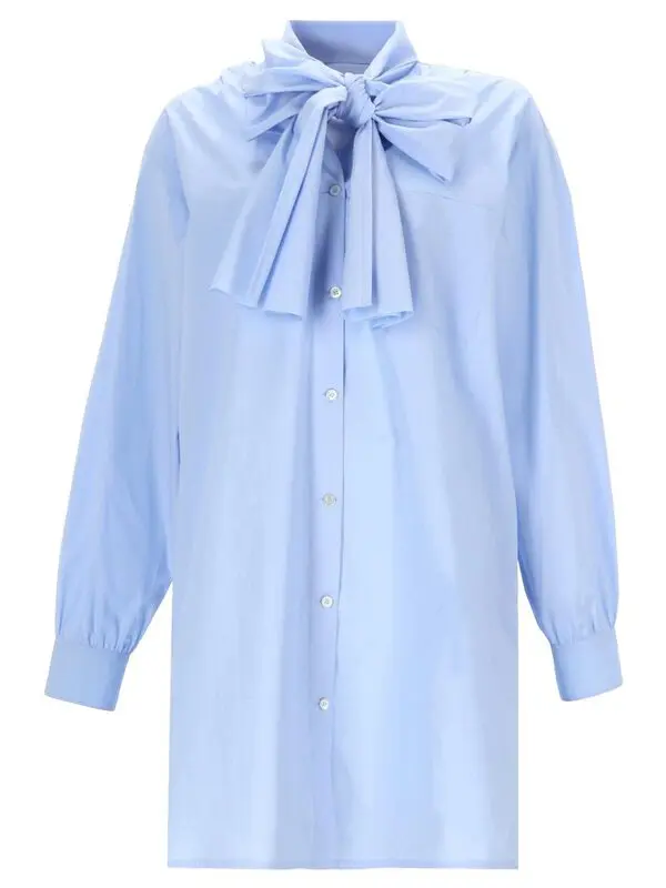 Moschino Tie-neck Button-front Shirt Dress - Azure