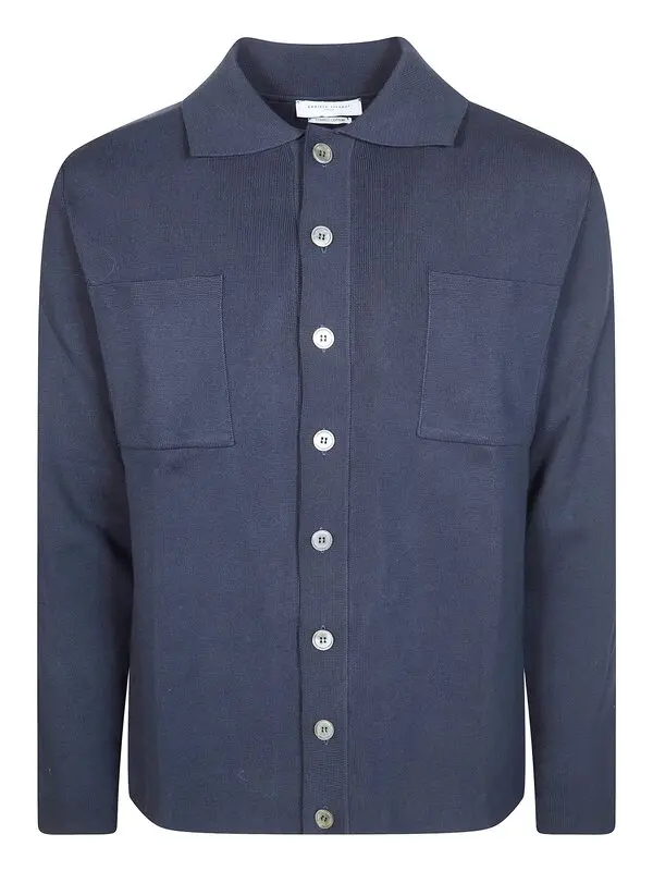 DANIELE FIESOLI Button-detailed Collared Shirt Jacket - Blu