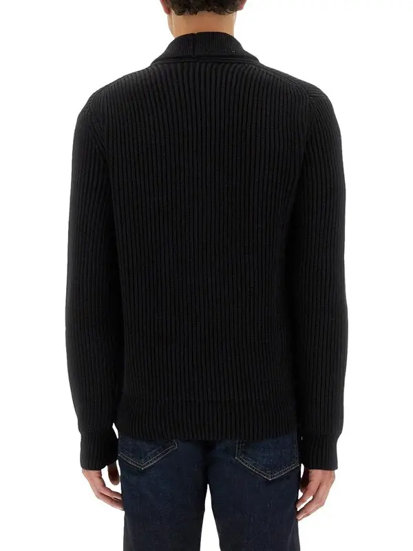 TOM FORD Ribbed-knit Double-breasted Shawl Collar Cardigan - Black
